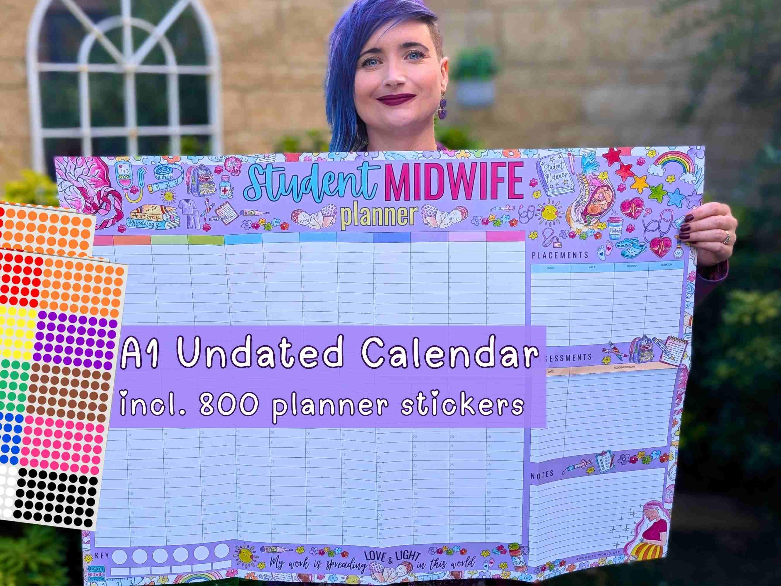 Student Midwife Planner: Undated Academic A1 Wall Calendar + Planner ...